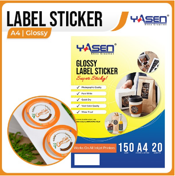 Yasen Glossy Label Sticker 150 GSM A4 - Comcard