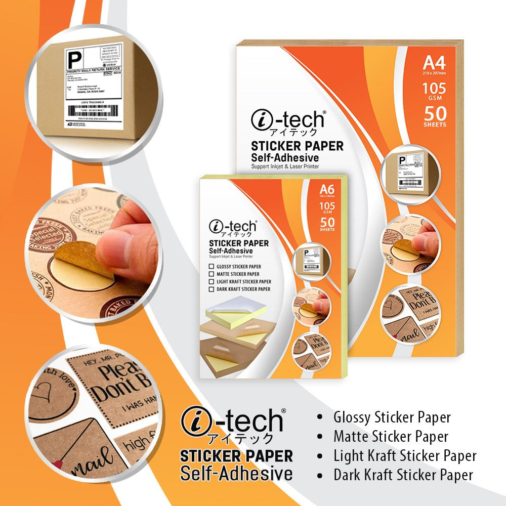 I-Tech Sticker Paper A4 SIZE Self-Adhesive 105gsm - Comcard