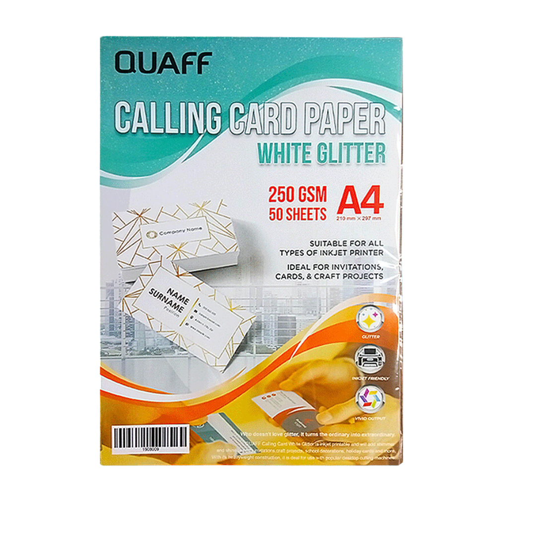 QUAFF Double Sided Glitter Calling Card Paper A4 Size 250gsm (50sheets ...